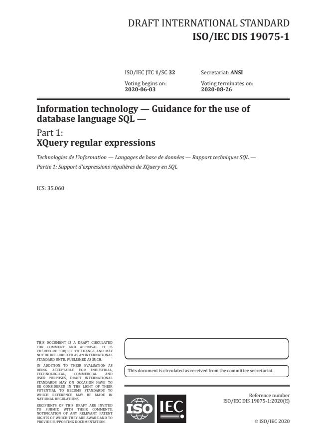 ISO/IEC DIS 19075-1 - Information technology -- Guidance for the use of database language SQL