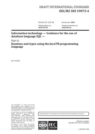 ISO/IEC DIS 19075-4 - Information technology -- Guidance for the use of database language SQL