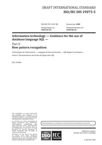 ISO/IEC DIS 19075-5 - Information technology -- Guidance for the use of database language SQL