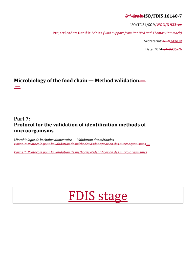 ISO 16140-7 - Microbiology of the food chain — Method validation — Part 7: Protocol for the