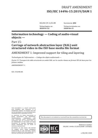 ISO/IEC 14496-15:2019/FDAmd 1 - Improved support for tiling and layering