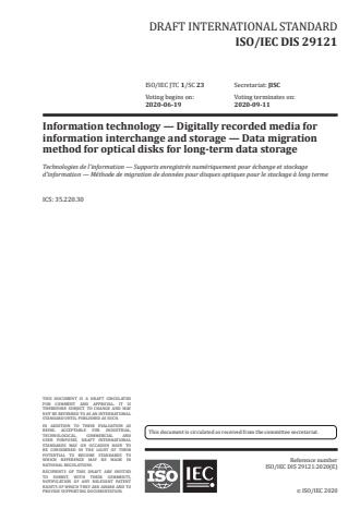 ISO/IEC PRF 29121 - Information technology -- Digitally recorded media for information interchange