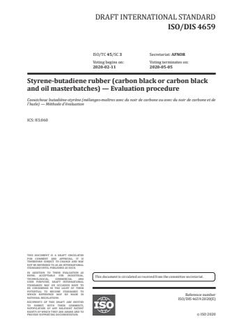 ISO/PRF 4659 - Styrene-butadiene rubber (carbon black or carbon black and oil masterbatches ...