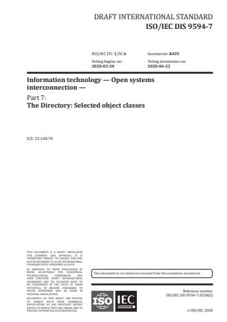 ISO/IEC PRF 9594-7 - Information technology -- Open systems interconnection