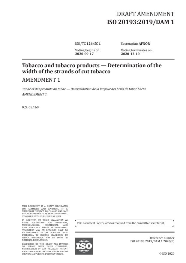 ISO 20193:2019/DAmd 1 - ISO 20193:2019/DAmd 1