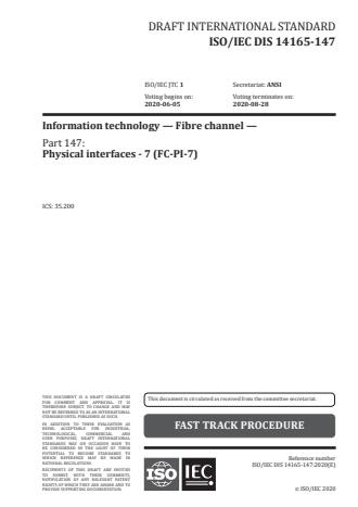 ISO/IEC DIS 14165-147 - Information technology – Fibre channel
