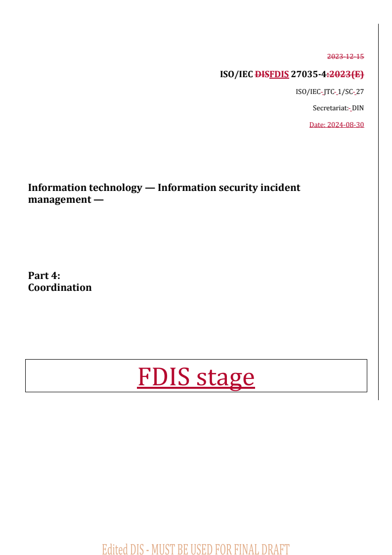 ISO/IEC FDIS 27035-4 - Information technology — Information security incident management — Part 4: