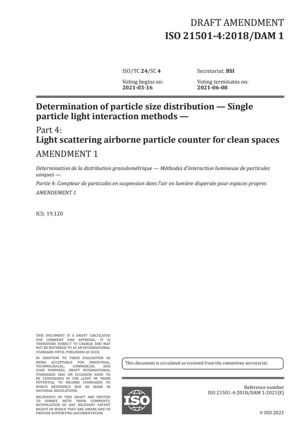 ISO 21501-4:2018/DAmd 1 - ISO 21501-4:2018/DAmd 1