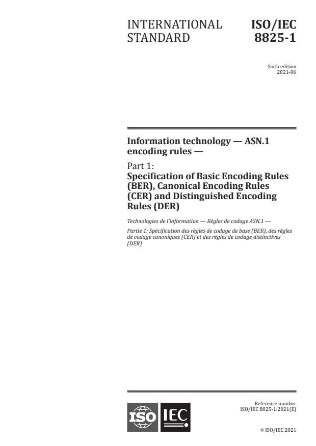 ISO IEC 8825 1 2021 Information Technology ASN 1 Encoding Rules