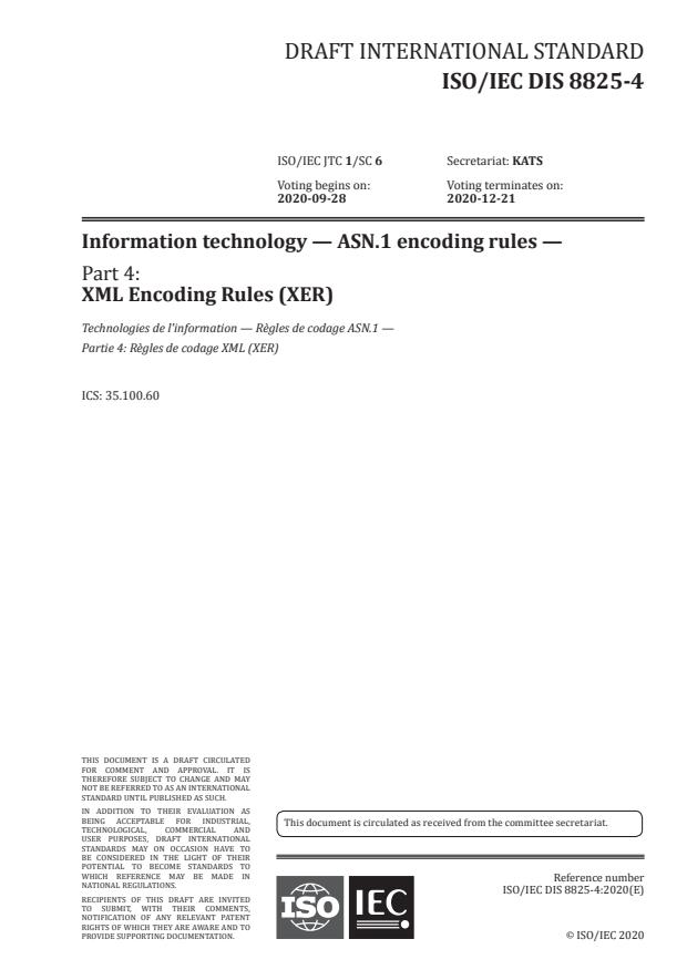 ISO/IEC DIS 8825-4 - Information technology -- ASN.1 encoding rules