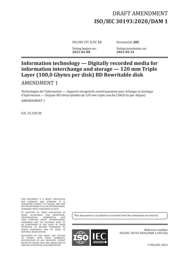 ISO/IEC 30193:2020/DAmd 1 - ISO/IEC 30193:2020/DAmd 1