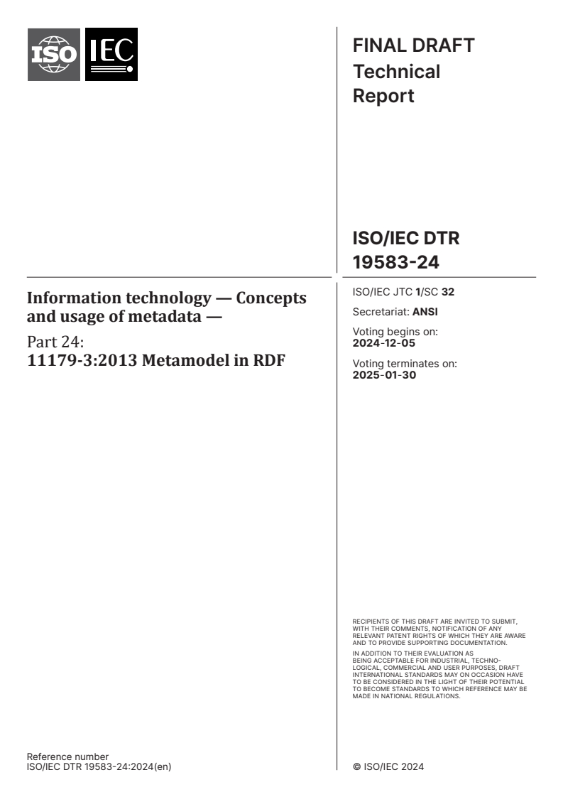 ISO/IEC DTR 19583-24 - Information technology — Concepts and usage of metadata — Part 24: