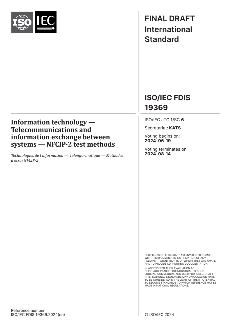 ISO/IEC 19369 - Information technology — Telecommunications and information exchange between systems