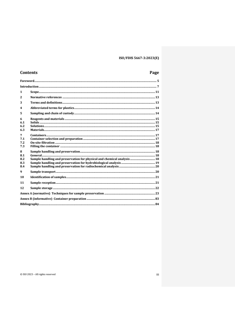 ISO 5667-3 - Water quality — Sampling — Part 3: Preservation and handling of water samples