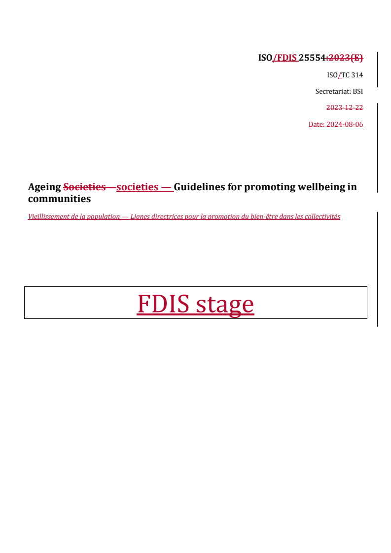 ISO 25554 - Ageing societies — Guidelines for promoting wellbeing in communities