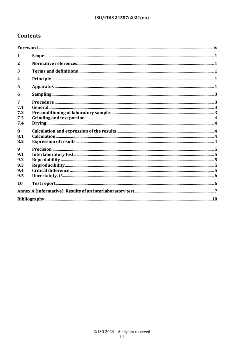 ISO/FDIS 24557 - Pulses — Determination of moisture content — Air-oven method