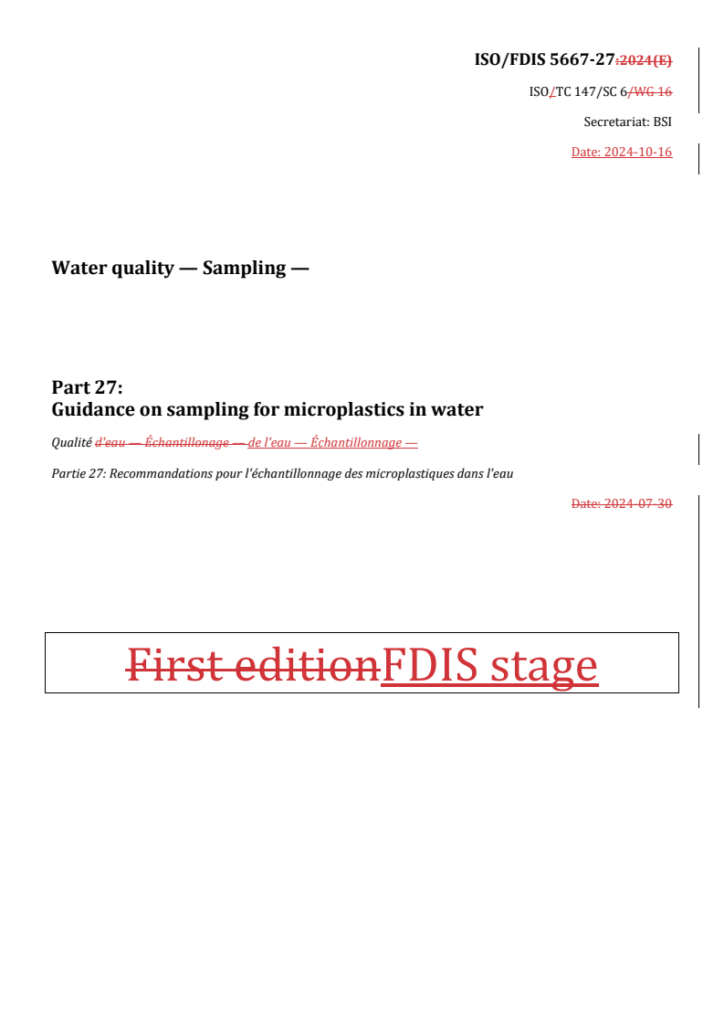 ISO/FDIS 5667-27 - Water quality — Sampling — Part 27: Guidance on ...