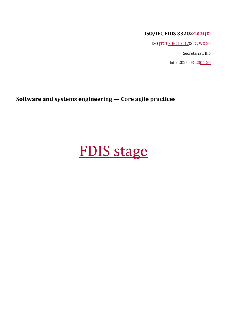 ISO/IEC FDIS 33202 - Software and systems engineering — Core agile ...