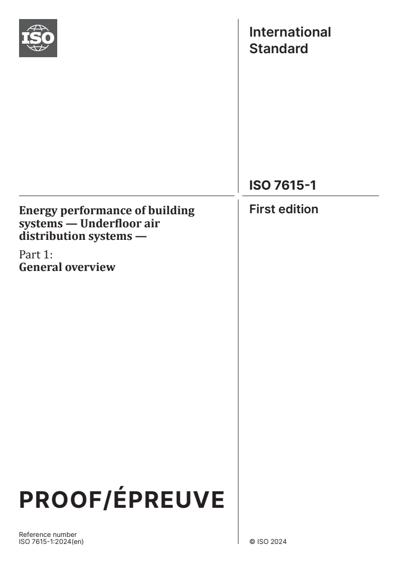 ISO 7615-1 - Energy performance of building systems — Underfloor air distribution systems — Part 1: