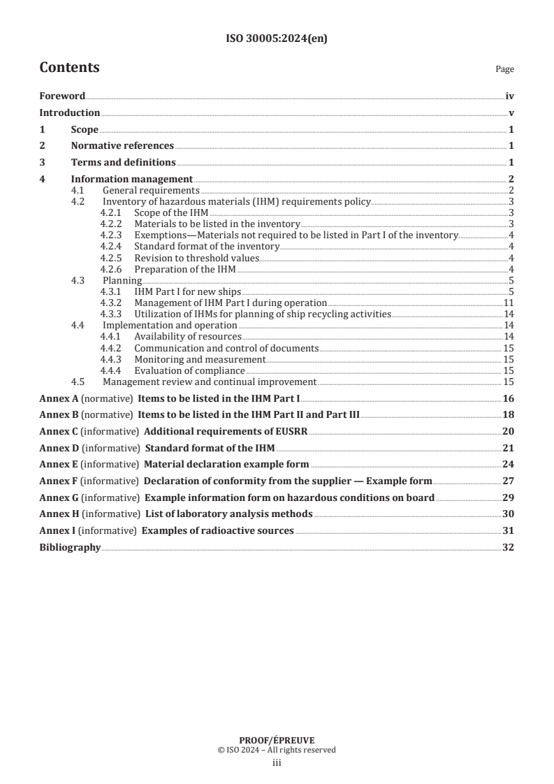 ISO/PRF 30005 - Ships and marine technology — Ship recycling management — Information control for