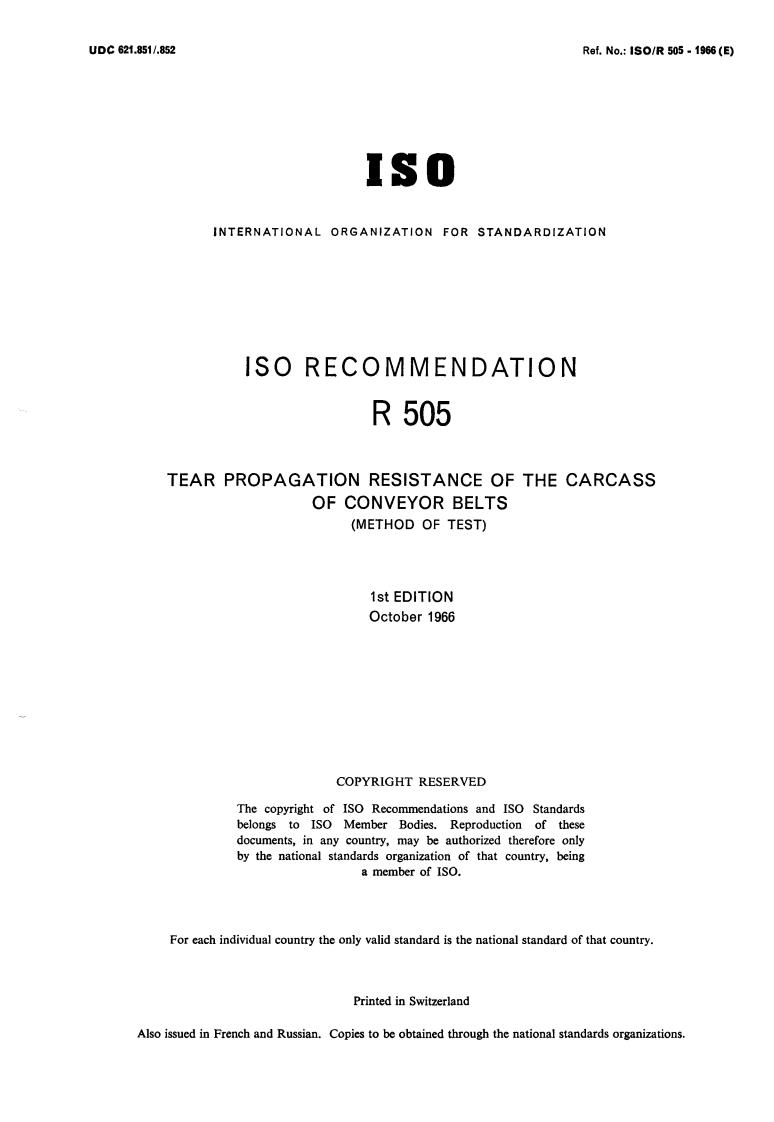 ISO/R 505:1966 - Title missing - Legacy paper document