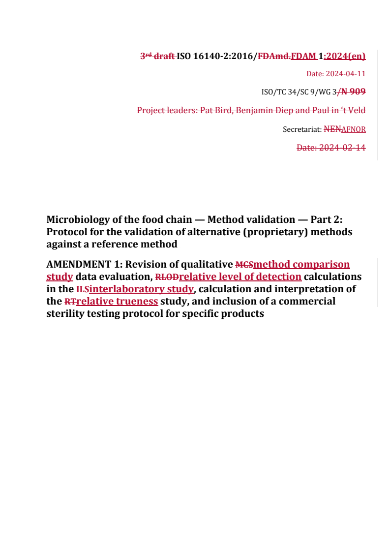 ISO 16140-2:2016/Amd 1 - Microbiology of the food chain — Method validation — Part 2: Protocol for