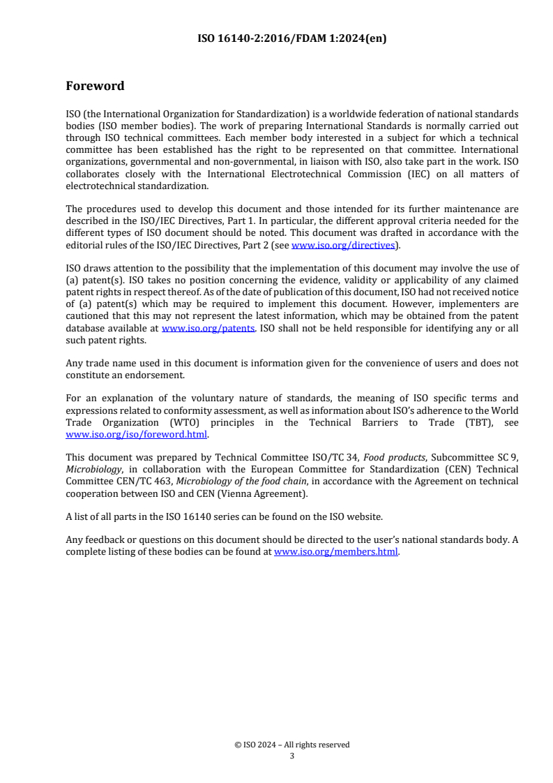 ISO 16140-2:2016/Amd 1 - Microbiology of the food chain — Method validation — Part 2: Protocol for