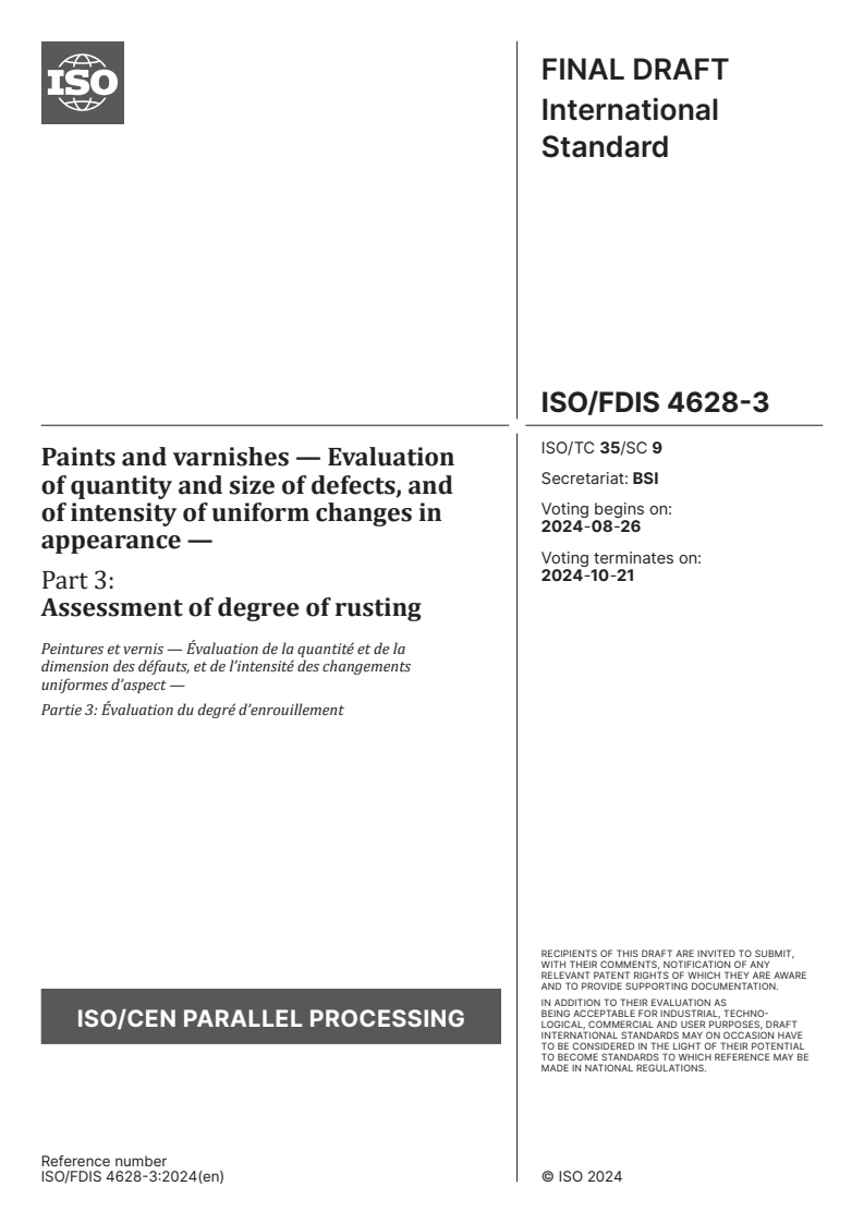 ISO/FDIS 4628-3 - Paints and varnishes — Evaluation of quantity and ...