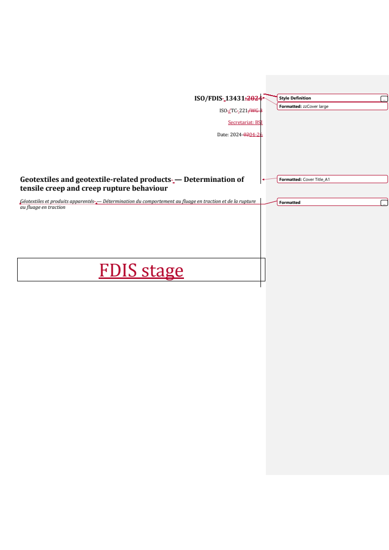 ISO 13431 - Geotextiles and geotextile-related products — Determination of tensile creep and creep