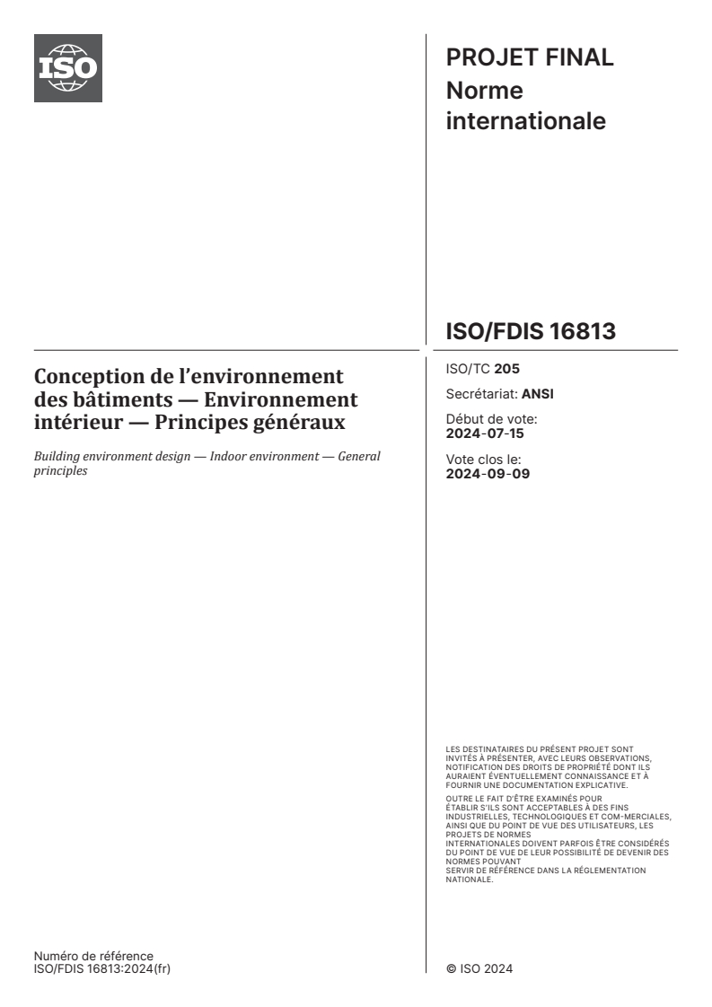 ISO 16813 - Building environment design — Indoor environment — General principles