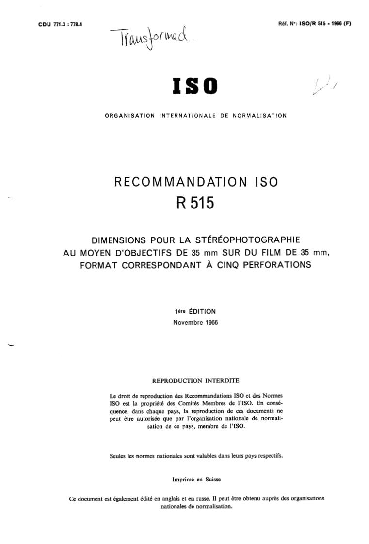 ISO/R 515:1966 - Title missing - Legacy paper document