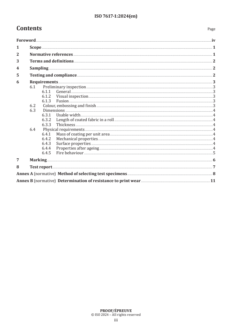 ISO/PRF 7617-1 - Plastics-coated fabrics for upholstery — Part 1: Specification for PVC-coated