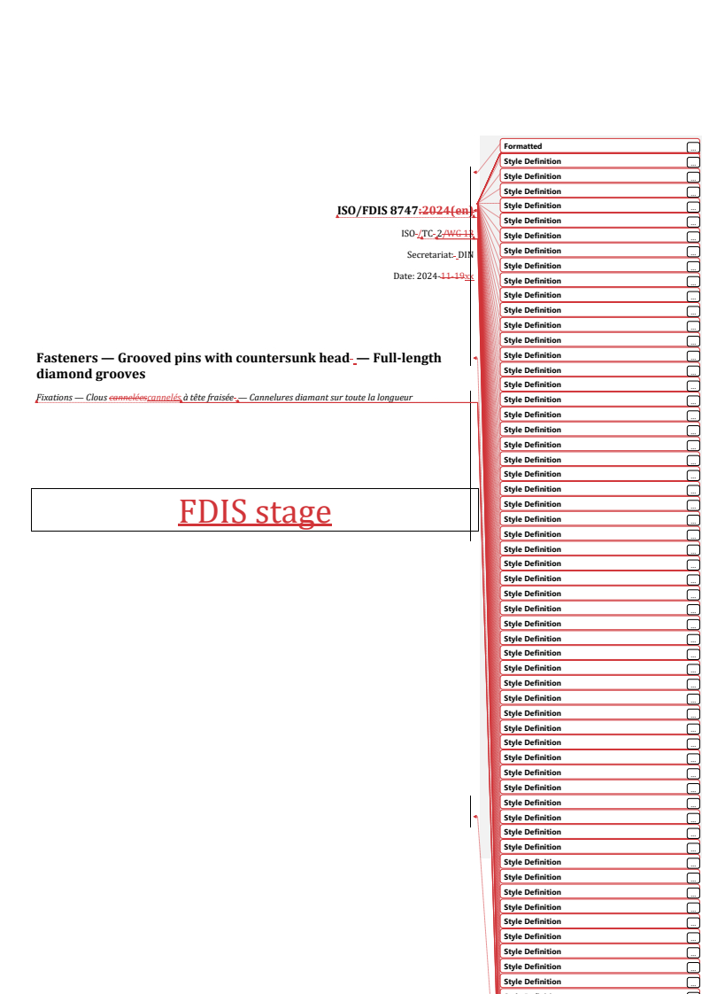 ISO 8747 - Fasteners — Grooved pins with countersunk head — Full-length ...