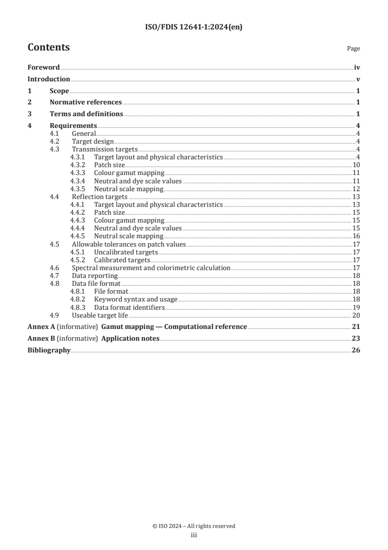 ISO/FDIS 12641-1 - Graphic technology — Prepress digital data exchange — Part 1: Colour targets for
