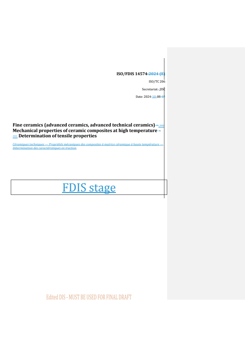 ISO 14574 - Fine ceramics (advanced ceramics, advanced technical ceramics) — Mechanical properties
