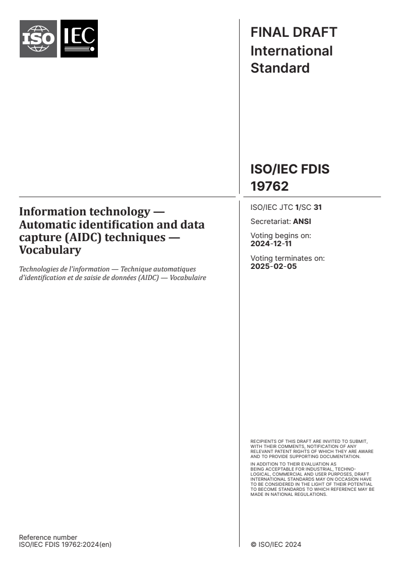 ISO/IEC 19762 - Information technology — Automatic identification and ...