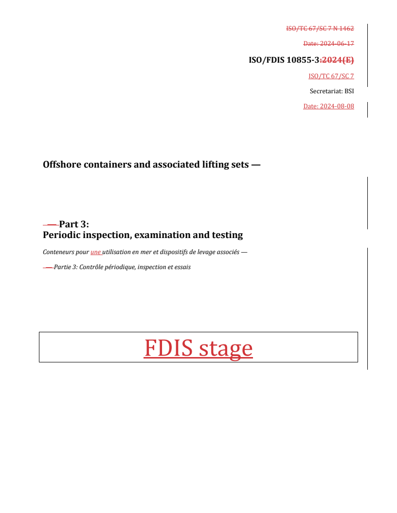 ISO/FDIS 10855-3 - Offshore containers and associated lifting sets — Part 3: Periodic inspection,