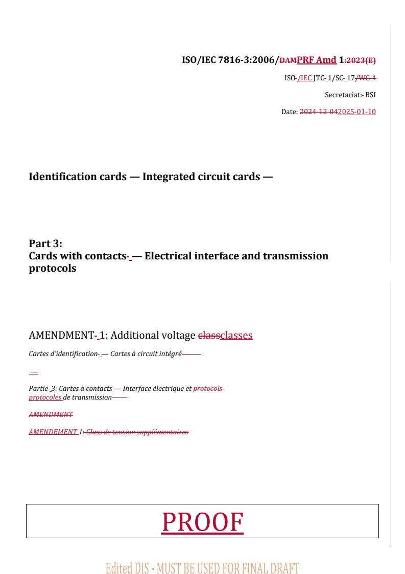 ISO/IEC 7816-3:2006/Amd 1 - Identification cards — Integrated circuit cards — Part 3: Cards with