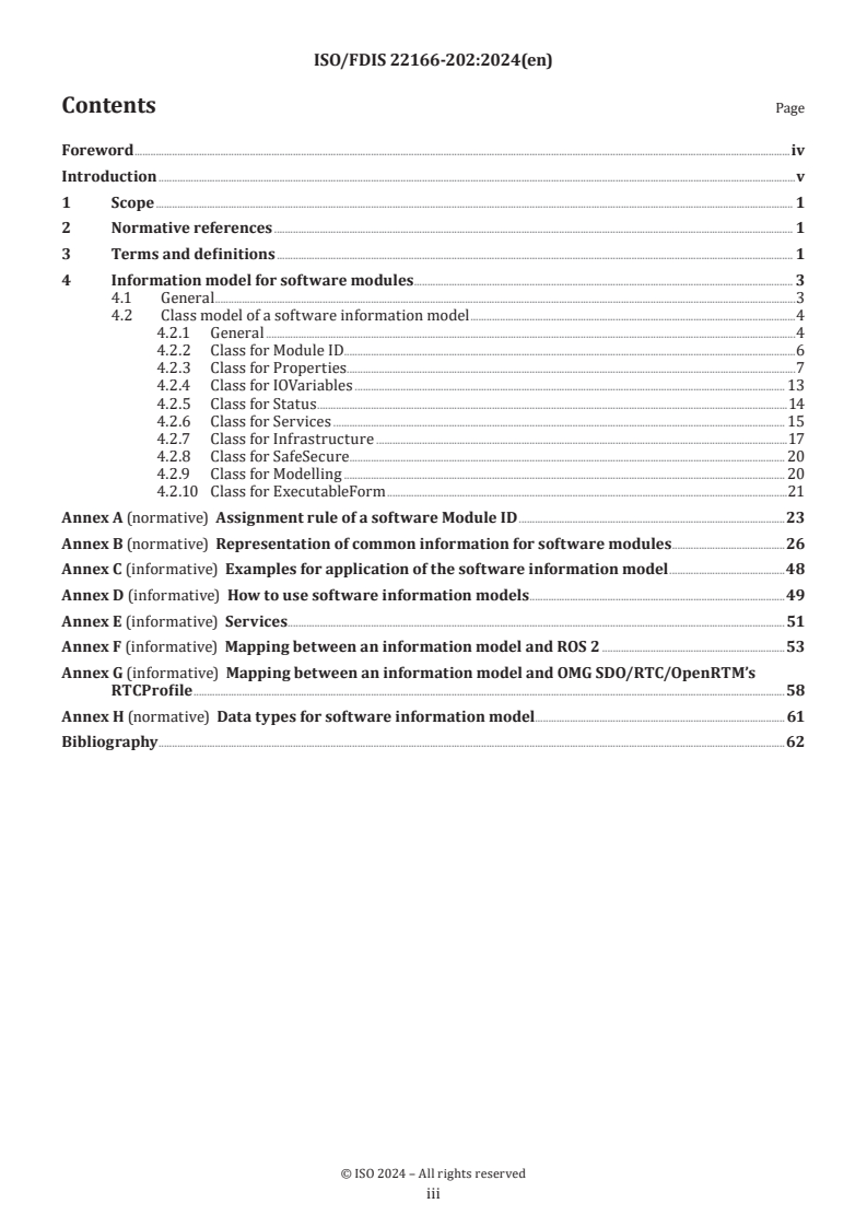 ISO 22166-202 - Robotics — Modularity for service robots — Part 202: Information model for software