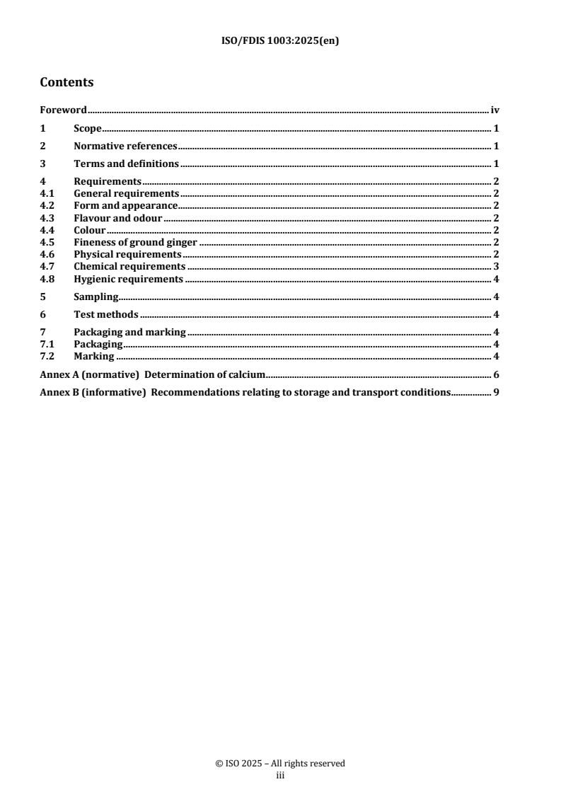 ISO 1003 - Spices and condiments — Whole/pieces and ground dried ginger (Zingiber officinale Roscoe)