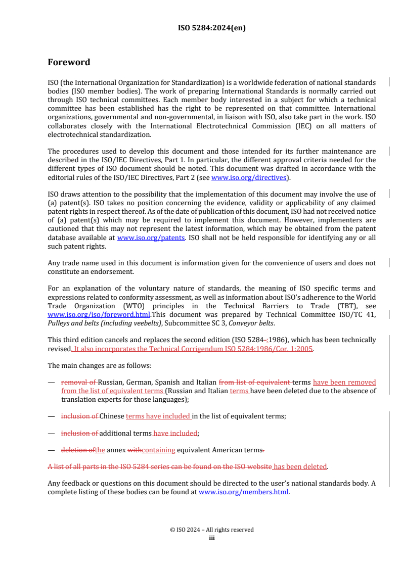 ISO 5284 - Conveyor belts — List of equivalent terms