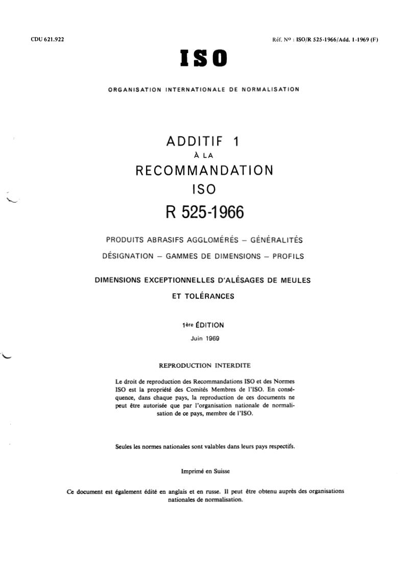 ISO/R 525:1966/Add 1 - Title missing - Legacy paper document