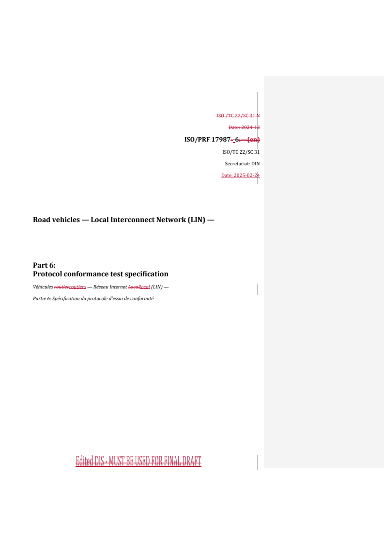 ISO/PRF 17987-6 - Road vehicles — Local Interconnect Network (LIN ...