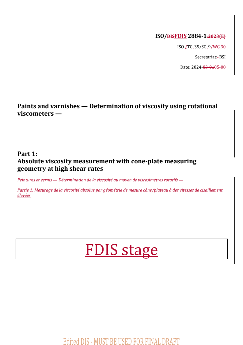 ISO 2884-1 - Paints and varnishes — Determination of viscosity using rotational viscometers — Part
