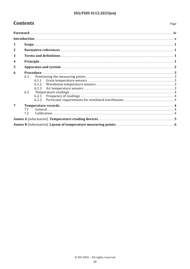 ISO/FDIS 4112 - Cereals and pulses — Guidance on measurement of the temperature of grain stored in