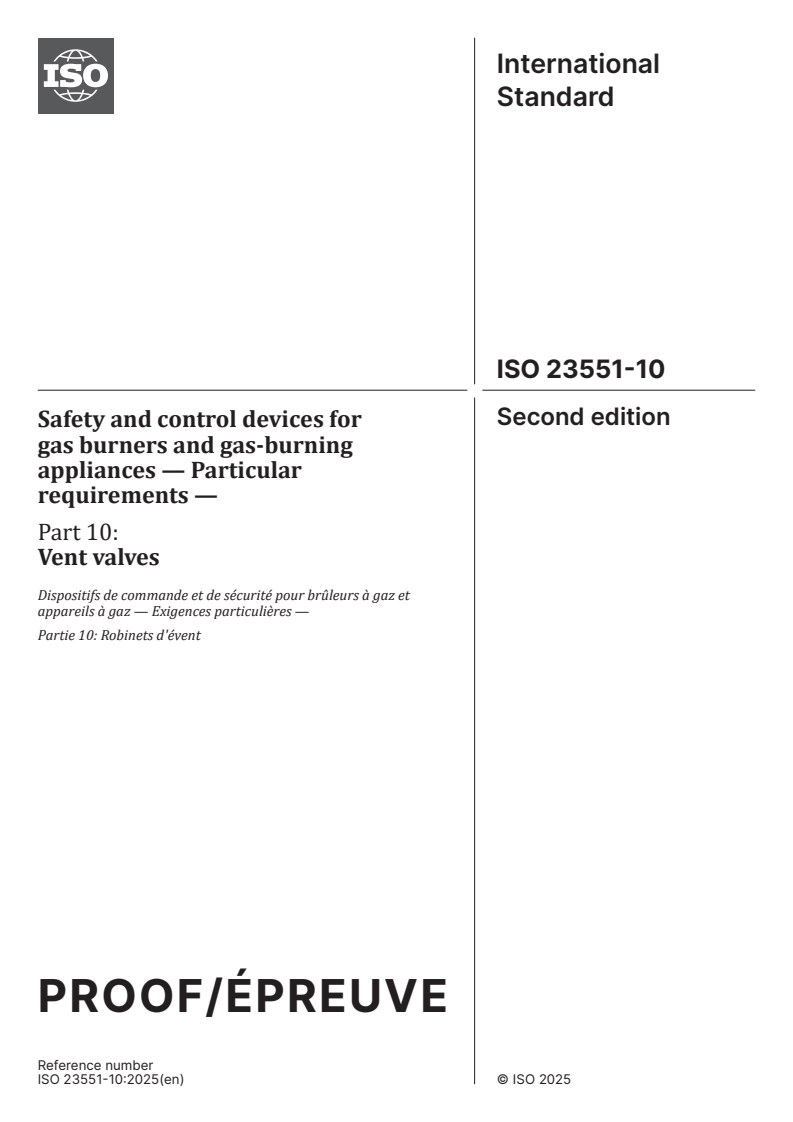ISO/PRF 23551-10 - Safety and control devices for gas burners and gas-burning appliances
