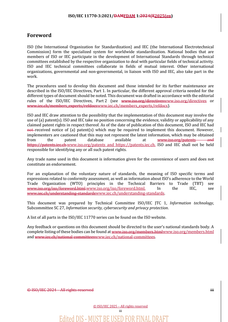 ISO/IEC 11770-3:2021/FDAmd 1 - Information security — Key management — Part 3: Mechanisms using