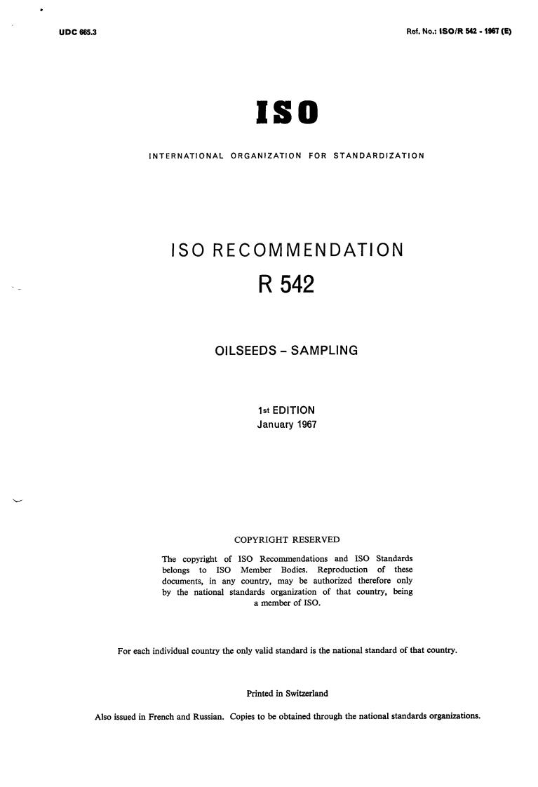 ISO/R 542:1967 - Title missing - Legacy paper document