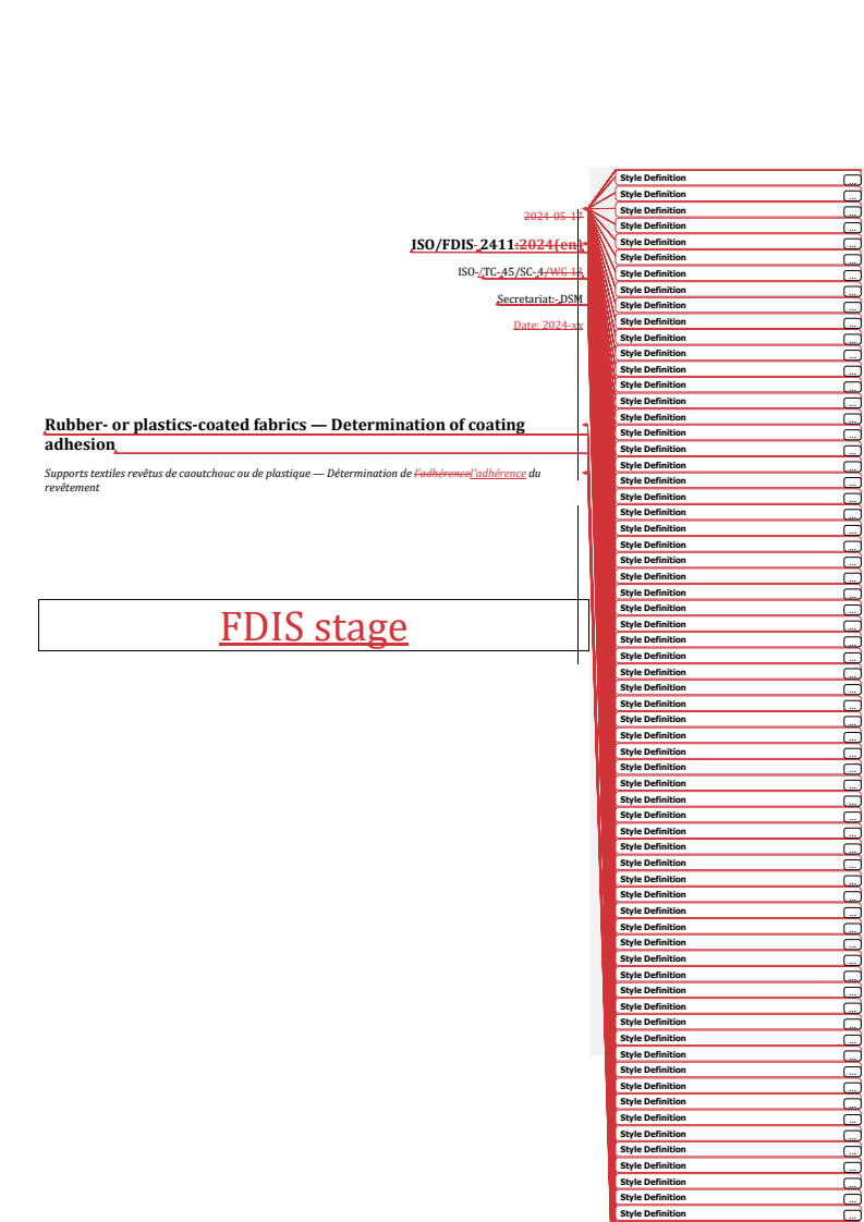 ISO/FDIS 2411 - Rubber- or plastics-coated fabrics — Determination of ...