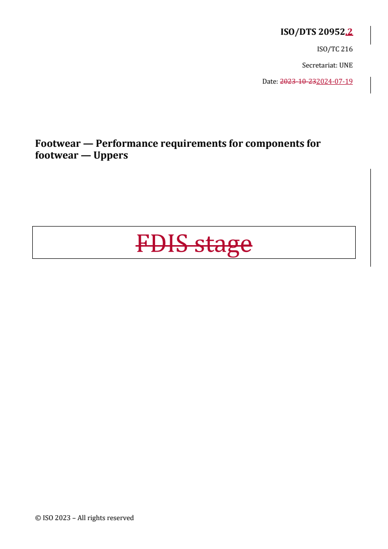 ISO/TS 20952 - Footwear — Performance requirements for components for ...